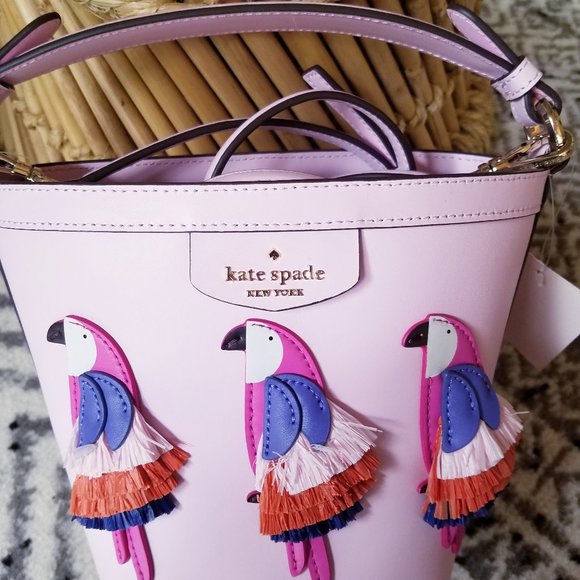 kate spade | Bags | Kate Spade Pippa Flock Party Small Bucket Parrot ...